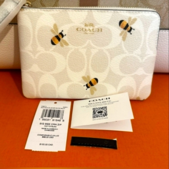 Coach | Bags | Coach Bee Print Wristlet Zip Around Nwt | Poshmark